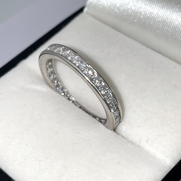 Jewelry | Solid Stamped 14k White Gold Faux Diamond Eternity Band ...